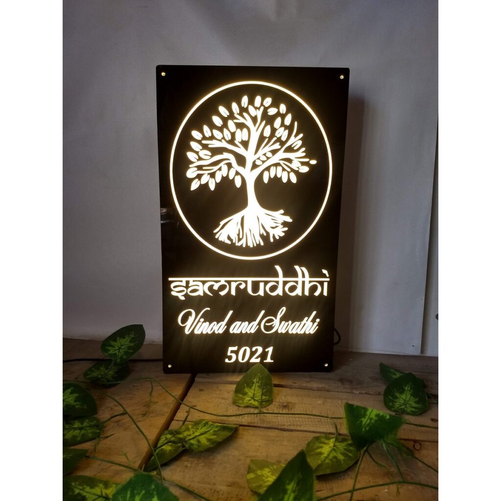 Mor Pankh Waterproof LED Name Plate | Nameplate Shop