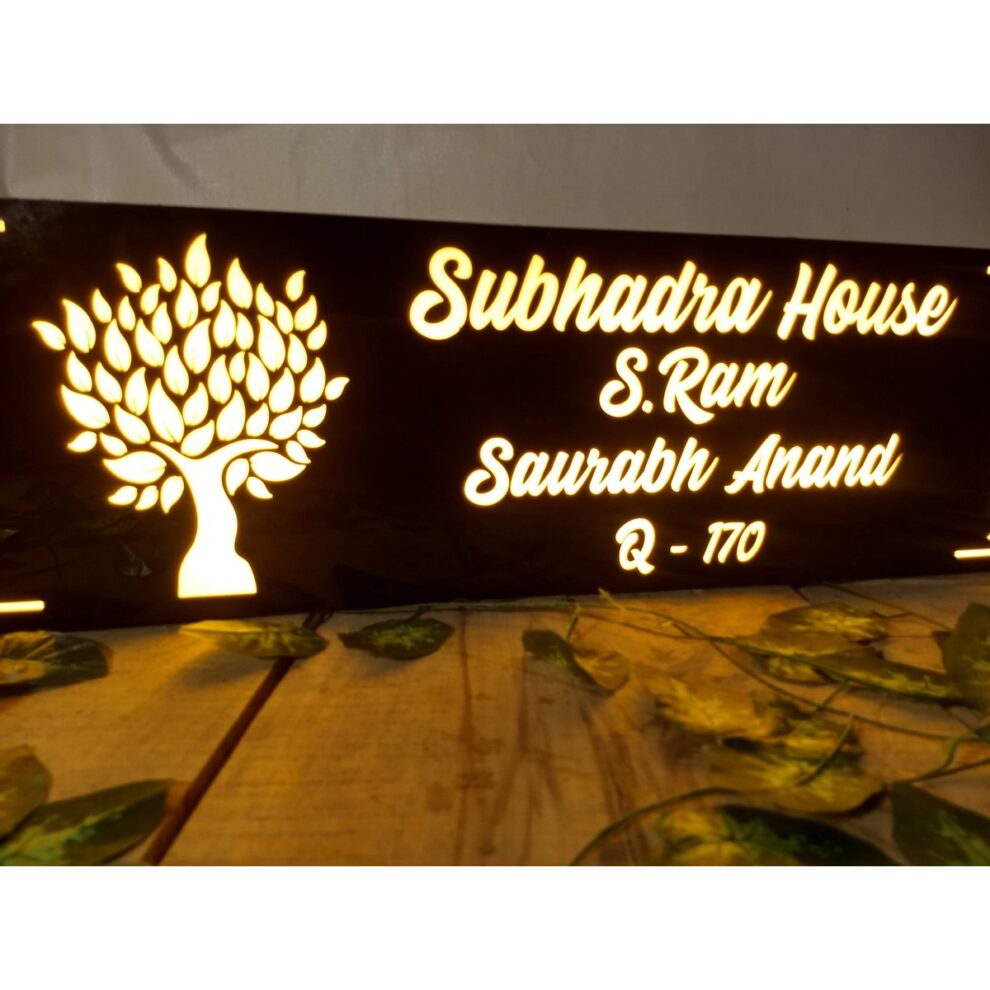 Best LED Acrylic Name Plate - Nature Theme Name Plate
