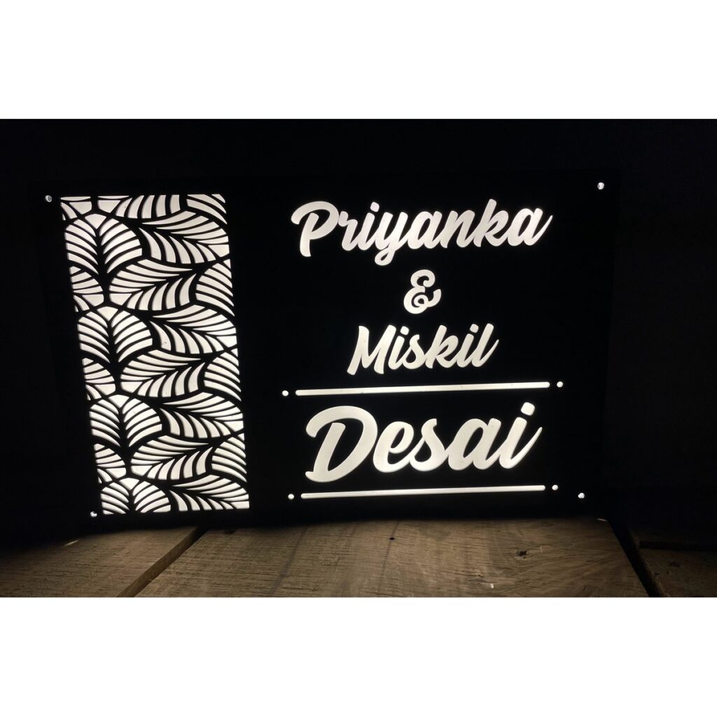 Acrylic LED Jali Design Nameplate Online Near Me