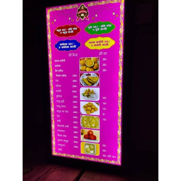 Led Food Menu With Crystal Clear Uv Printing