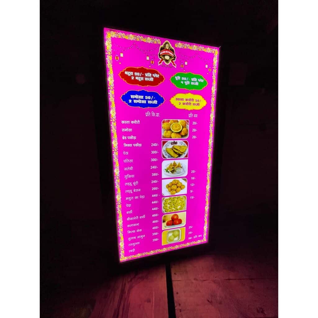 Led Food Menu With Crystal Clear Uv Printing
