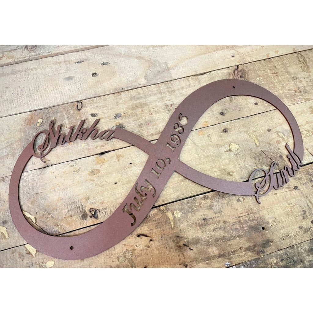 Infinity Sign House Name Plate - Metal In Rose Gold Finish