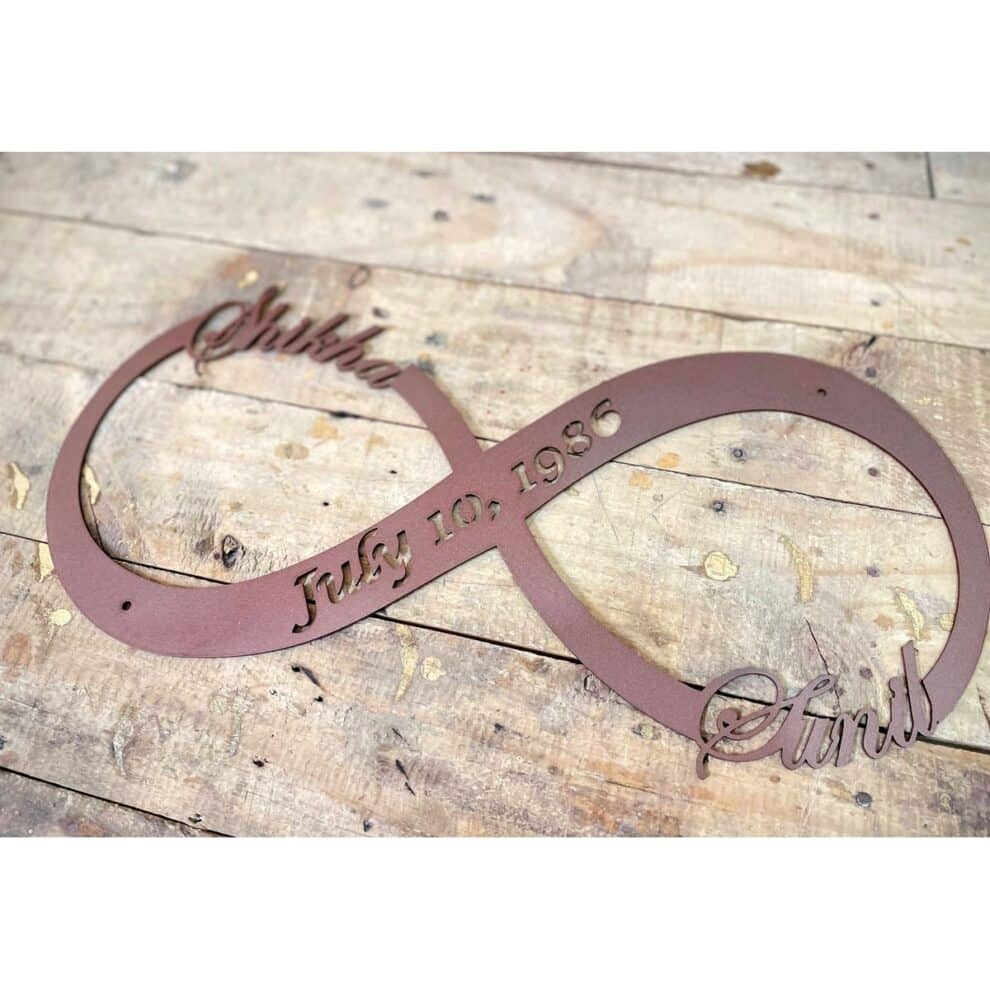 Infinity Sign House Name Plate - Metal In Rose Gold Finish