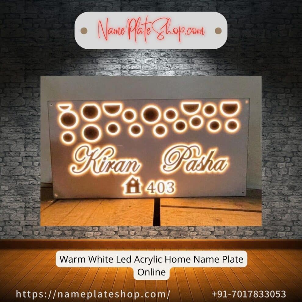 Warm White Led Acrylic Home Name Plate Online