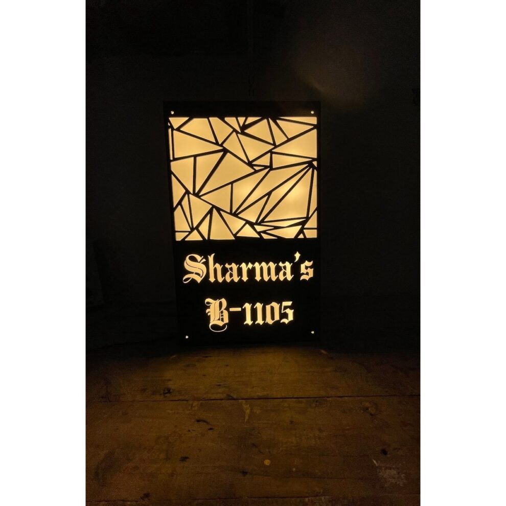 Jali Design Acrylic Led Name Plate – Waterproof – Nameplate Shop