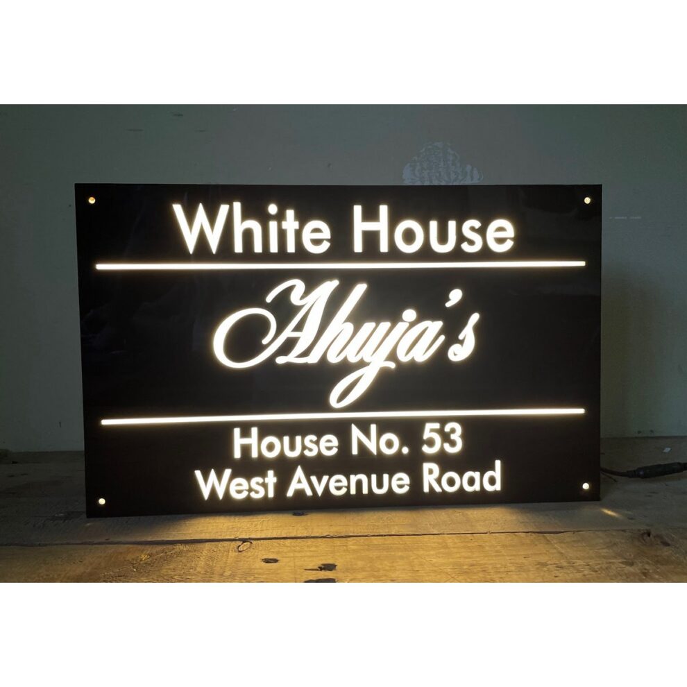 Acrylic LED House Name Plate – Customisable | Nameplate Shop