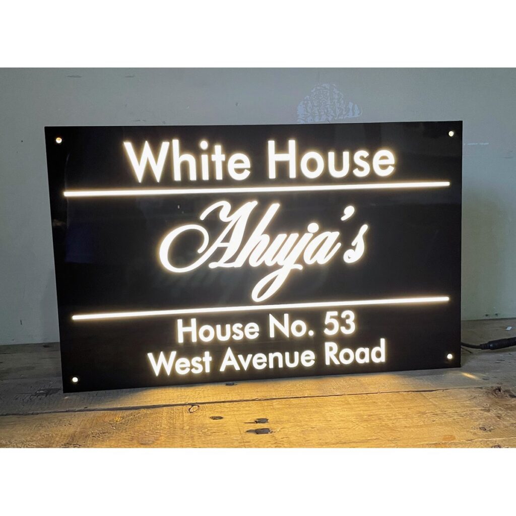 Acrylic LED House Name Plate – Customisable | Nameplate Shop