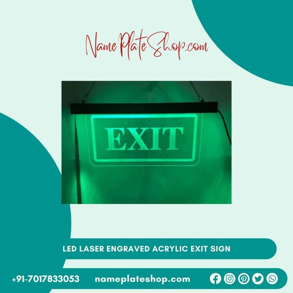 LED Laser Engraved Acrylic Exit Sign From NamePlateShop