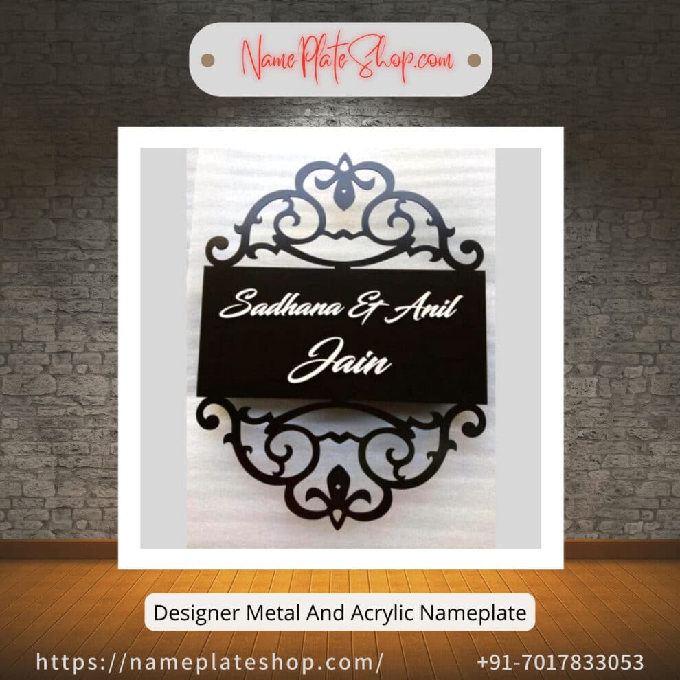 Steel House Nameplate In Hindi Calligraphy | NamePlateShop