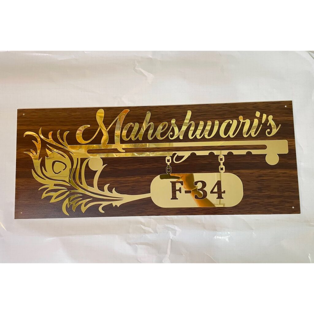 Designer Name Plate For Home Wooden & Acrylic Nameplate