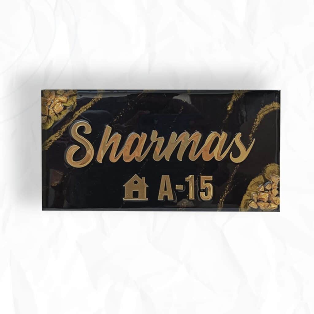 Black & Golden Resin Name Plate | Epoxy Resin