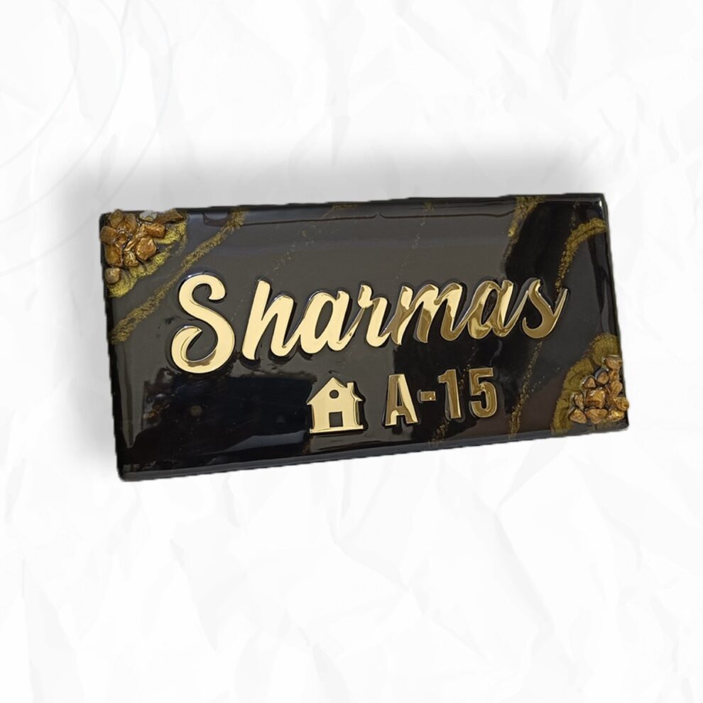 Black & Golden Resin Name Plate | Epoxy Resin