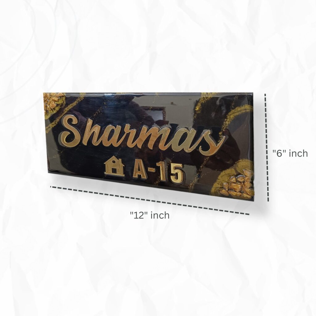 Black & Golden Resin Name Plate | Epoxy Resin