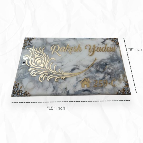 White & Golden Resin Name Plate – Nameplate Shop