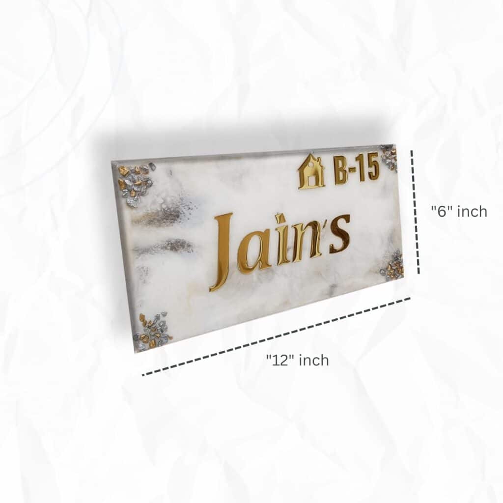 White & Grey Resin Name Plate | Epoxy Resin