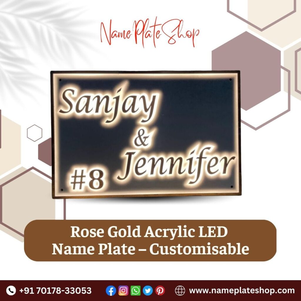 Customized Acrylic LED Nameplate | New Rose Gold