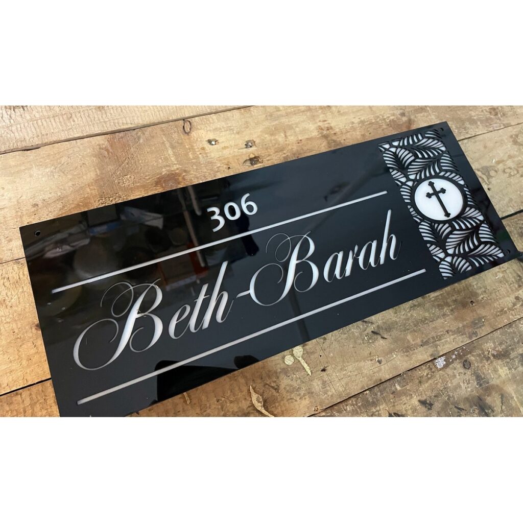 Acrylic Name Plate - Acrylic Jali Design Name Plate