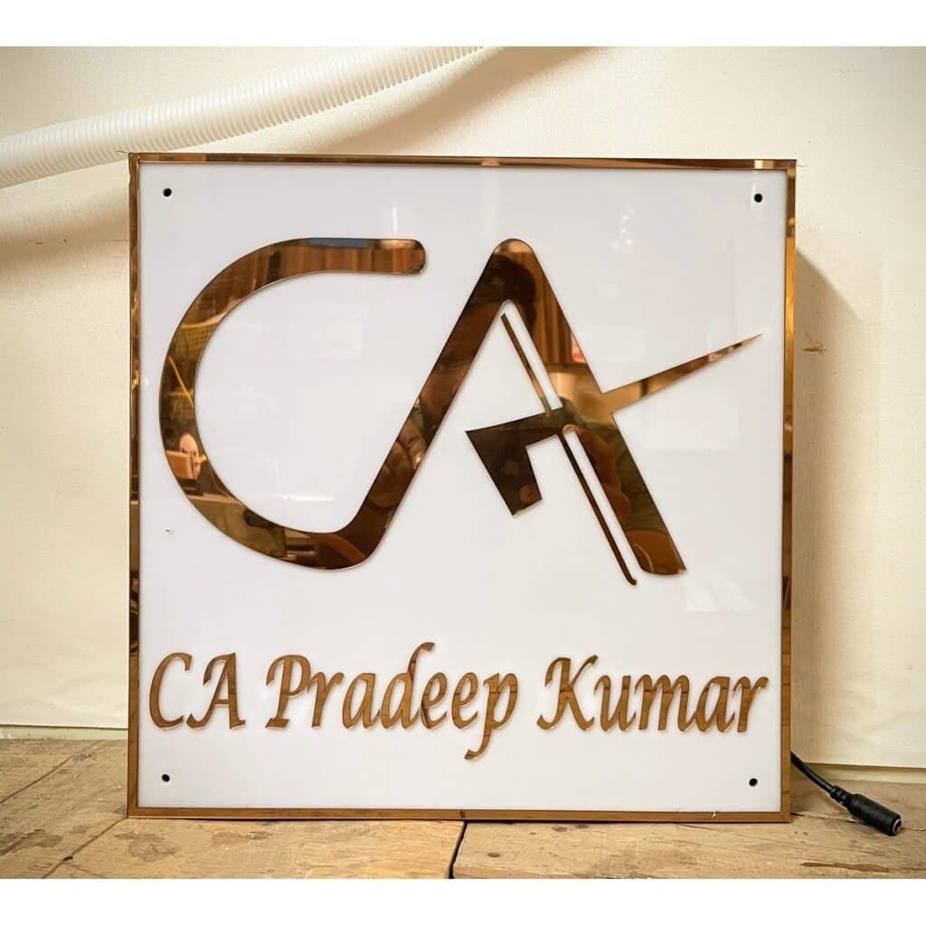 Chartered Accountant LED Acrylic Name Plate With Lights