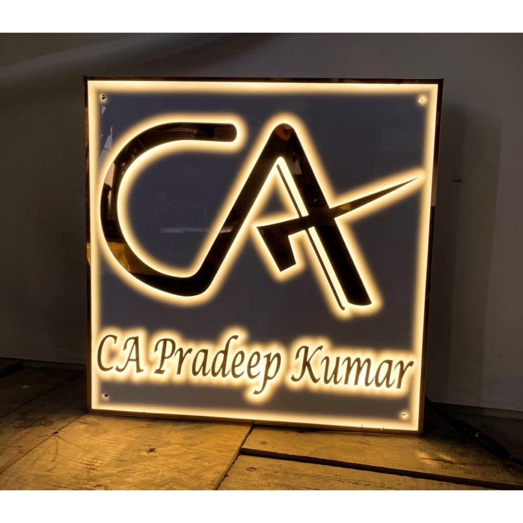 Chartered Accountant LED Acrylic Name Plate With Lights