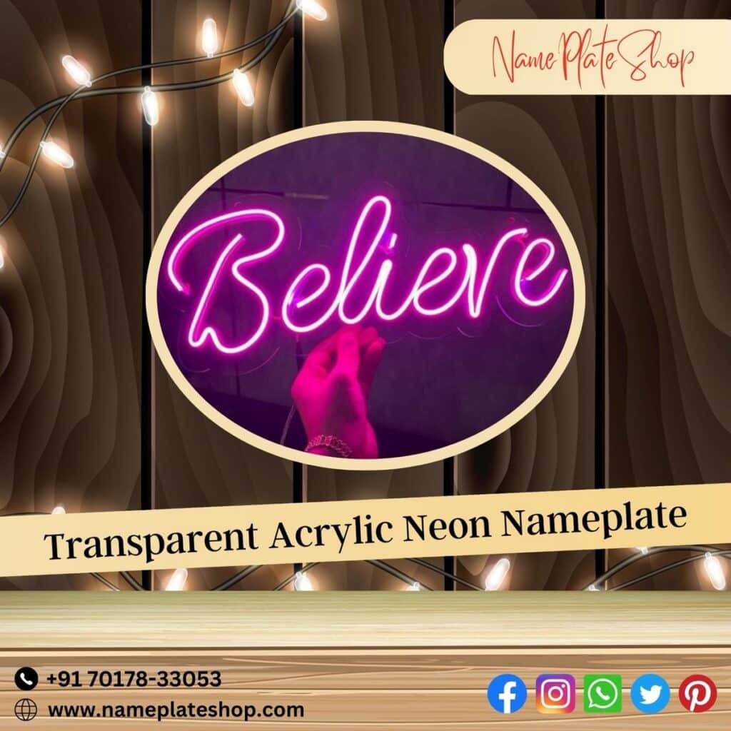 Best Transparent Acrylic Neon Nameplate Online – Nameplate Shop