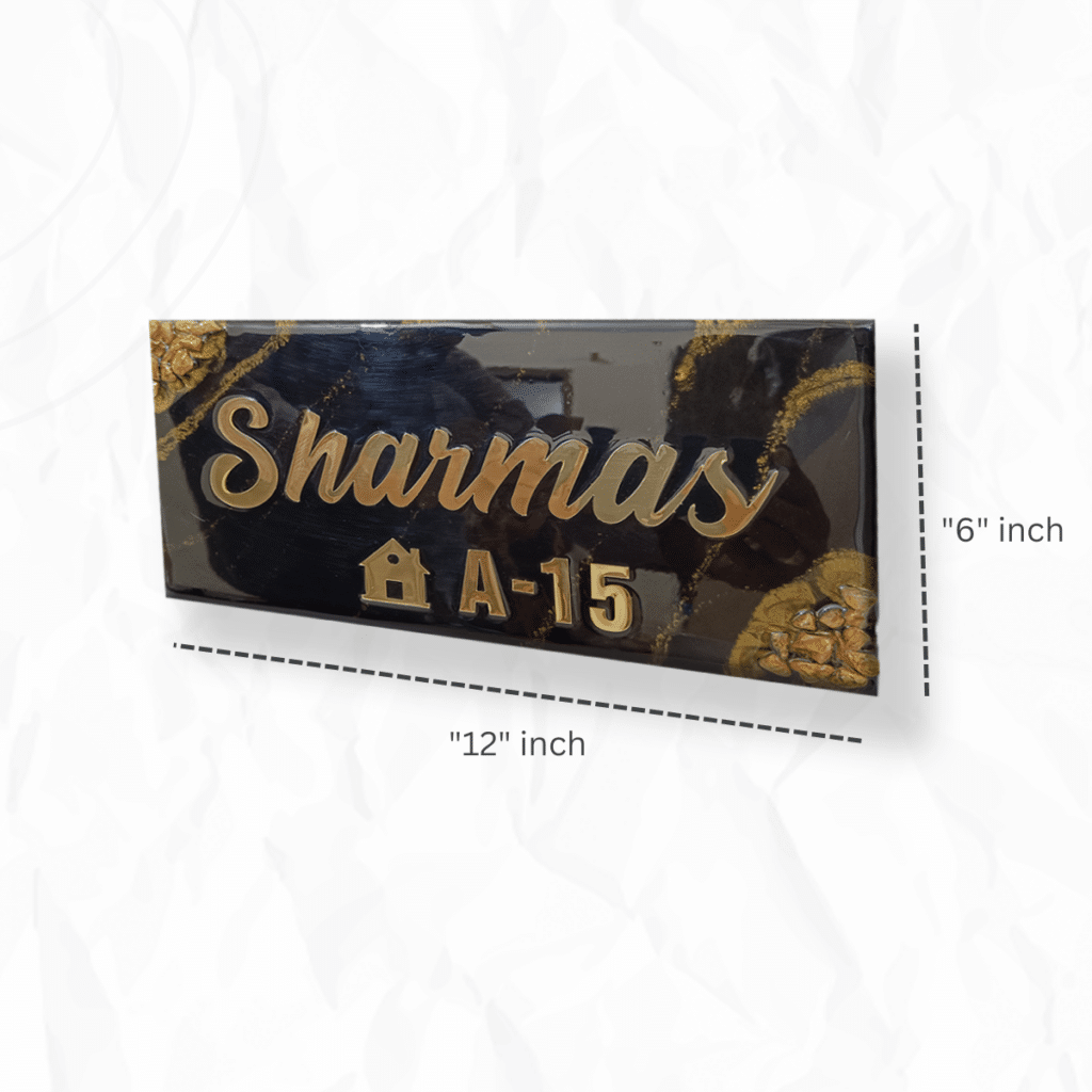 Resin Name Plate - Black & Golden Resin Name Plate