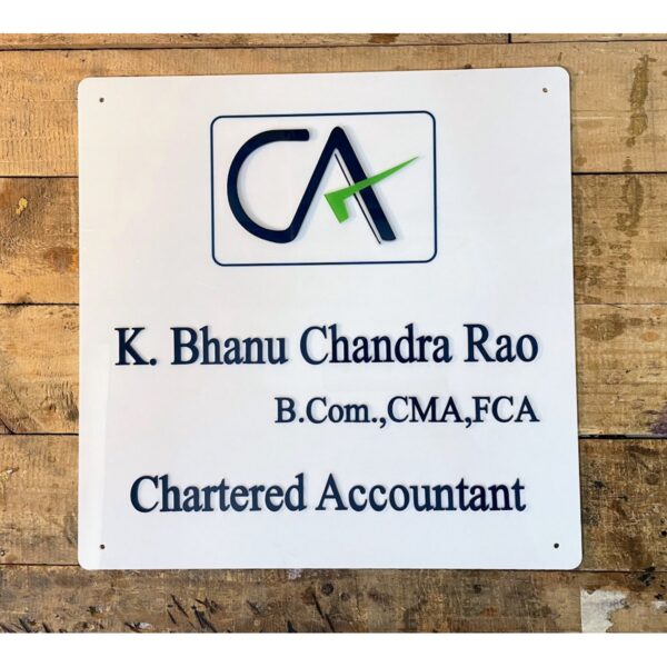 Chartered Accountant Acrylic Nameplate Customizable