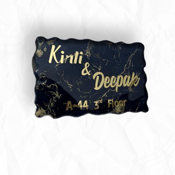 Navy Blue with Golden Blend Resin Nameplate