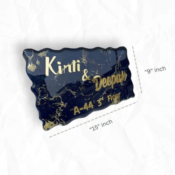 Navy Blue with Golden Blend Resin Nameplate
