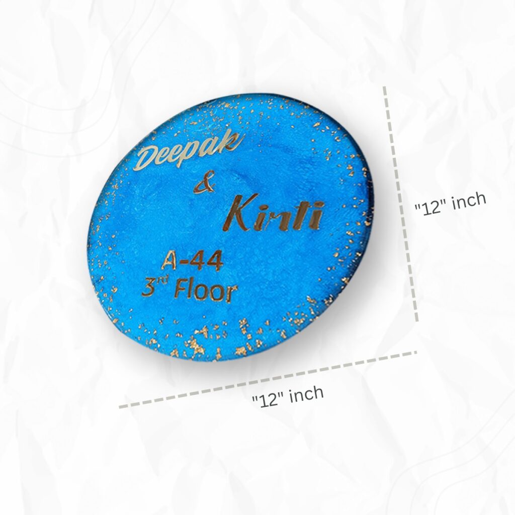 Ocean Blue with Golden Flakes Resin Nameplate