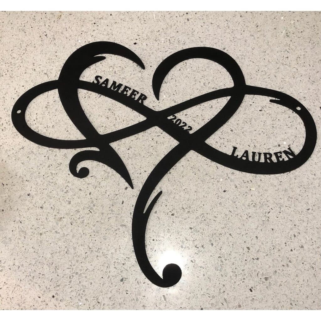 Personalized Couple Infinity Heart Metal Sign Customizable