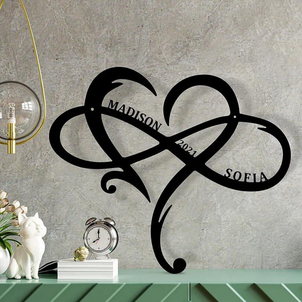 Infinity Sign House Name Plate - Metal In Rose Gold Finish