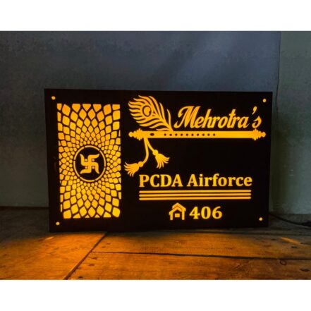 Golden Acrylic Laser Cut Name Plate Customized