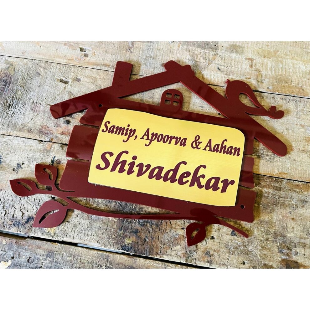 Acrylic Designer Hut Shape Name Plate Customized