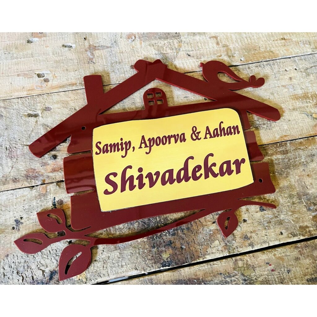 Acrylic Designer Hut Shape Name Plate Customized