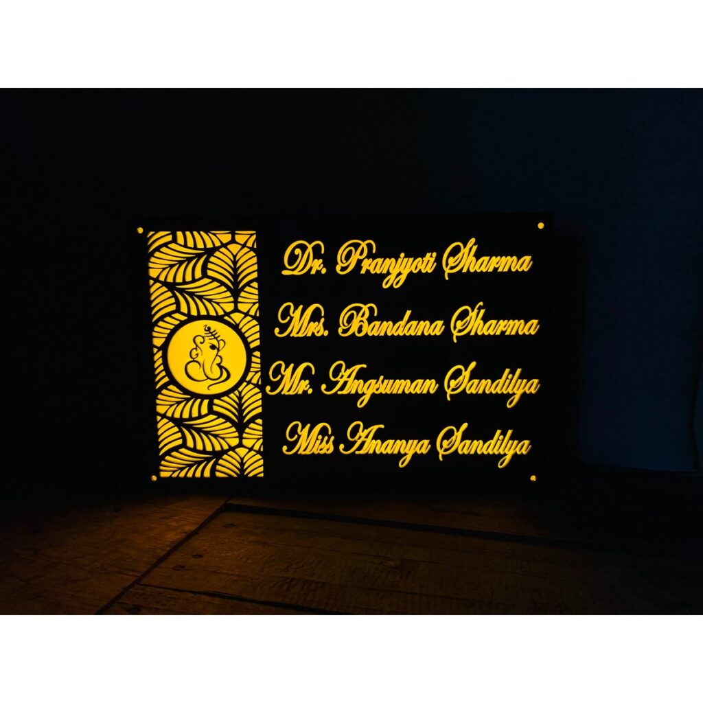 Acrylic Home Designer LED Name Plate Customized
