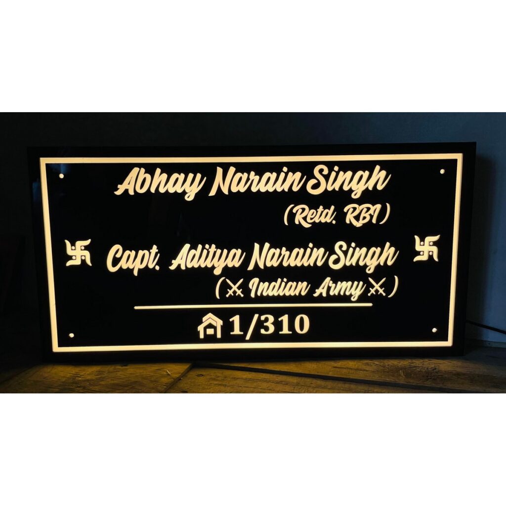 Acrylic Home Bansuri Design Name Plate - Waterproof