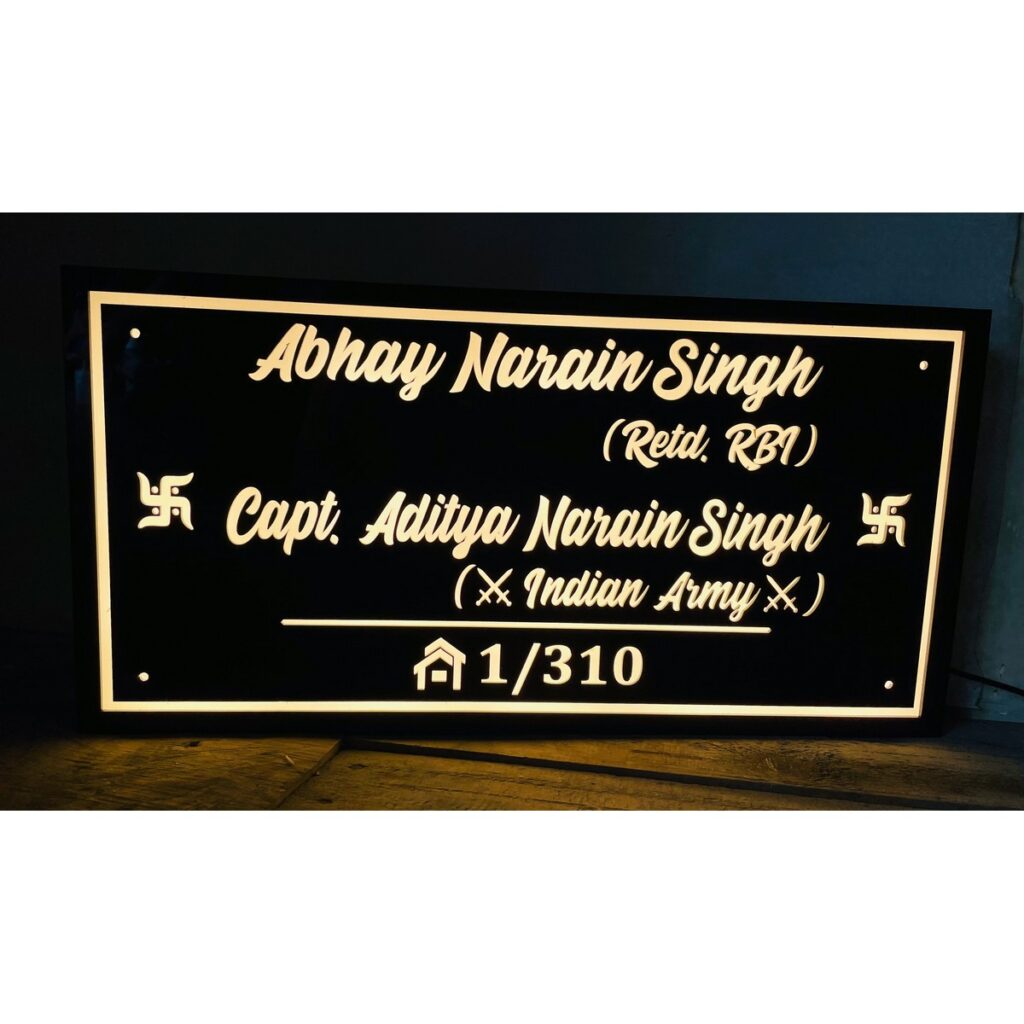 Acrylic Army Design LED Waterproof Name Plate