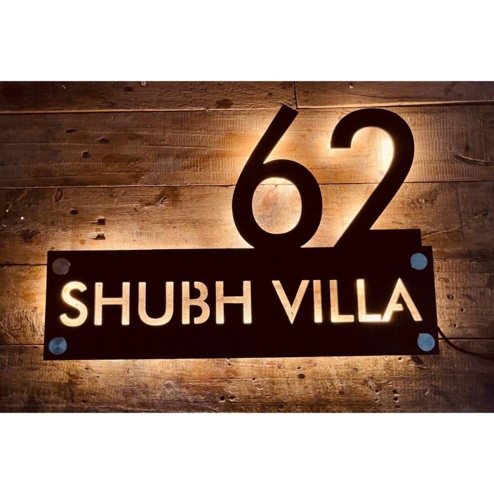 Metal Villa LED Name Plate – Waterproof & Customized
