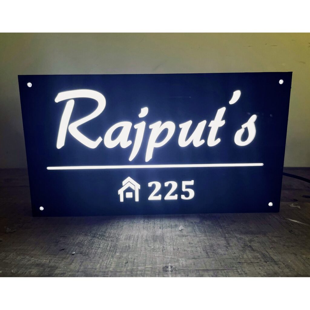 Acrylic Name Plate With Peacock Pankh - Online