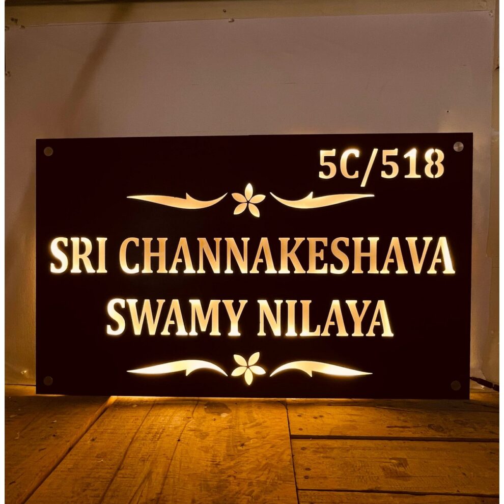 Warm White Led Acrylic Home Name Plate Online