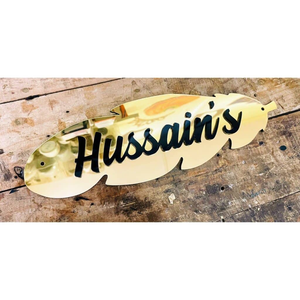 Leaf Golden Mirror Acrylic House Name Plate Customized