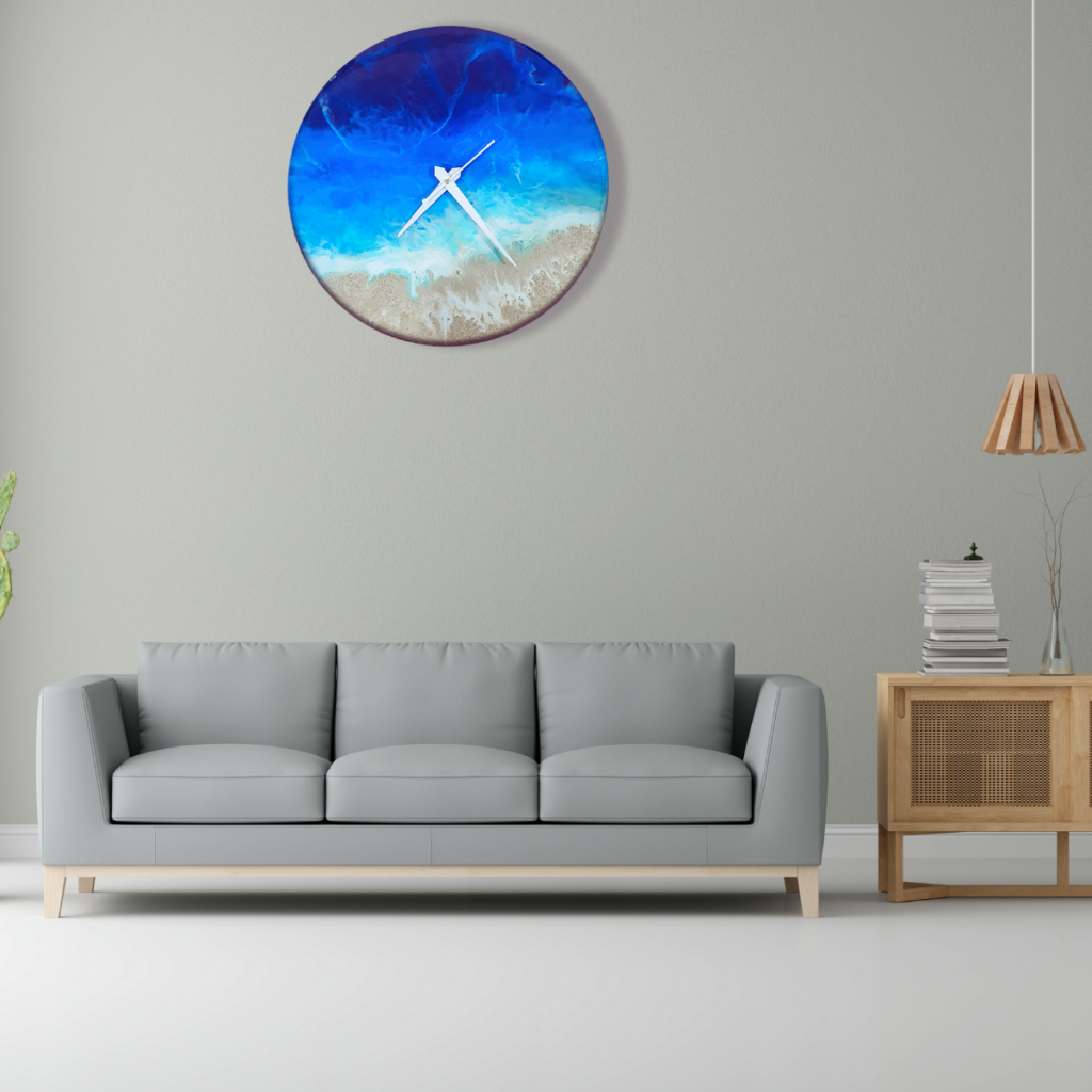 White Needle Resin Wall Clock Ocean Themed