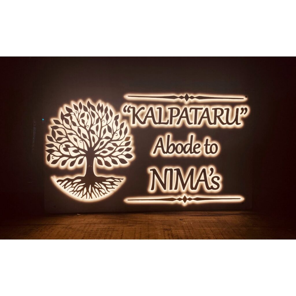 Acrylic LED Home Name Plate Tree Design And Customized
