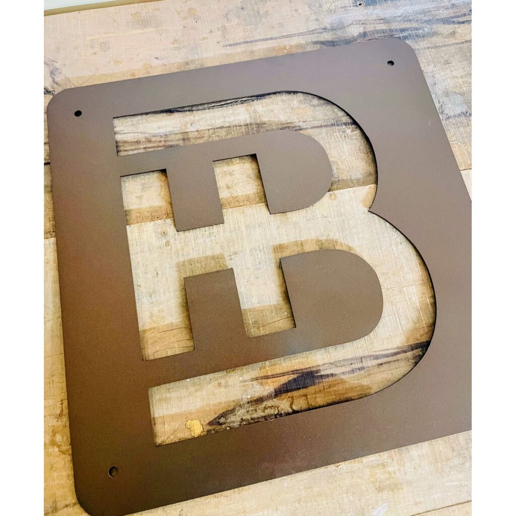 CNC Laser Cut Metal Name Plate Dark Rose Gold Finish