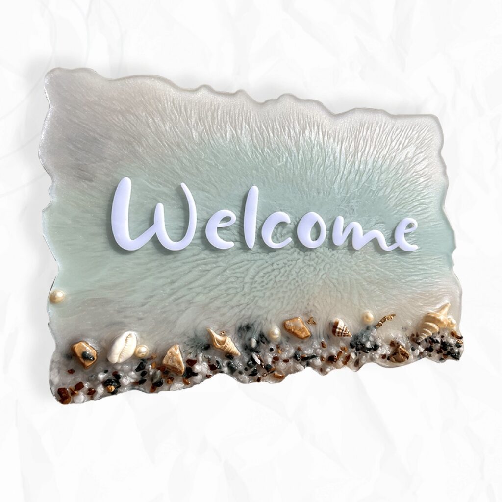Ocean Theme Resin Zig Zag Casting Nameplate | Nameplate Shop