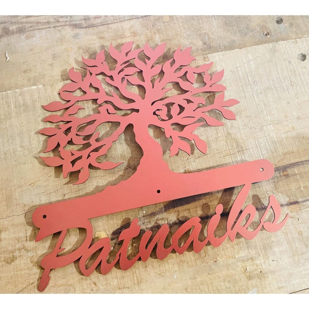 Tree Design Metal House Name Plate Rose Gold – waterproof