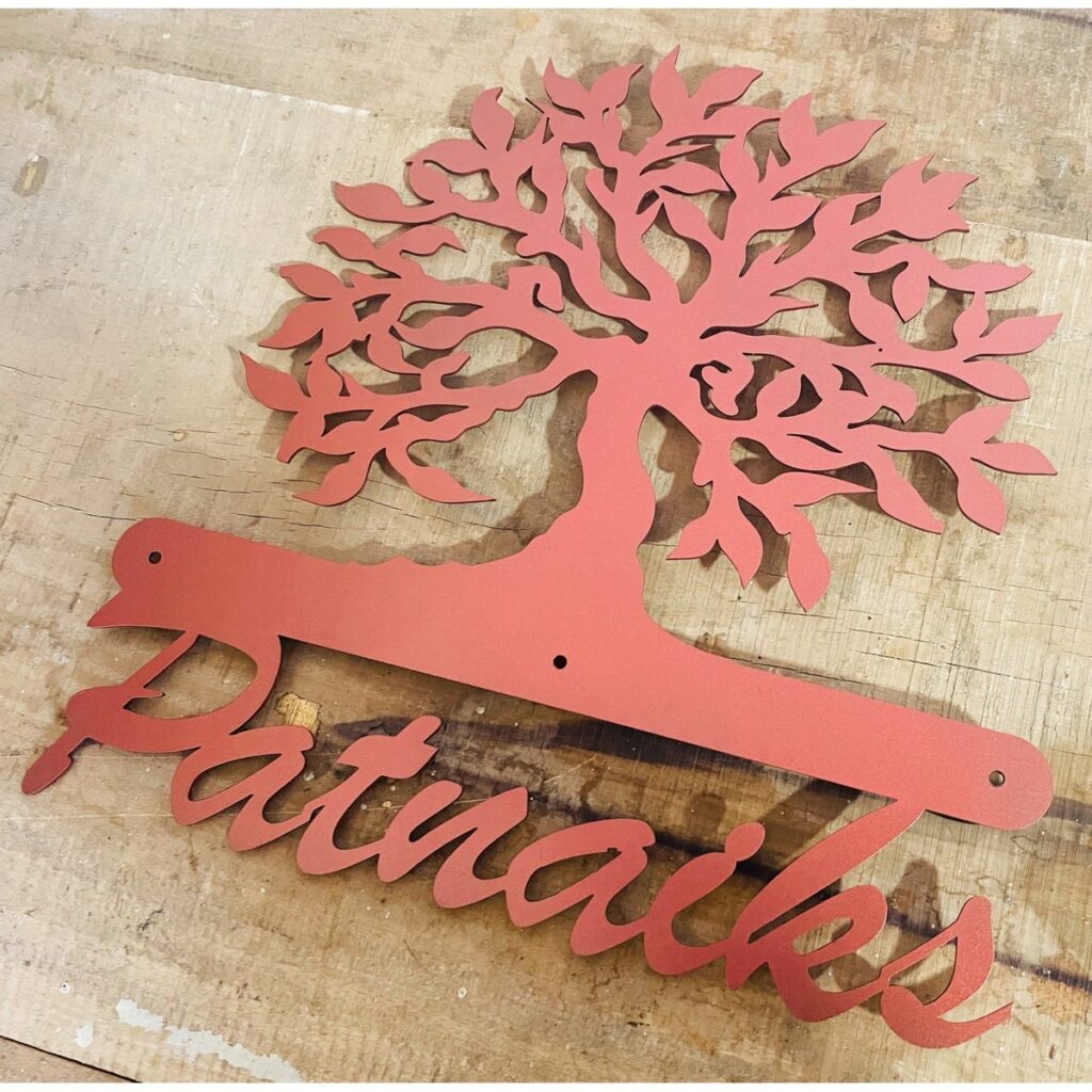 Tree Design Metal House Name Plate Rose Gold – waterproof