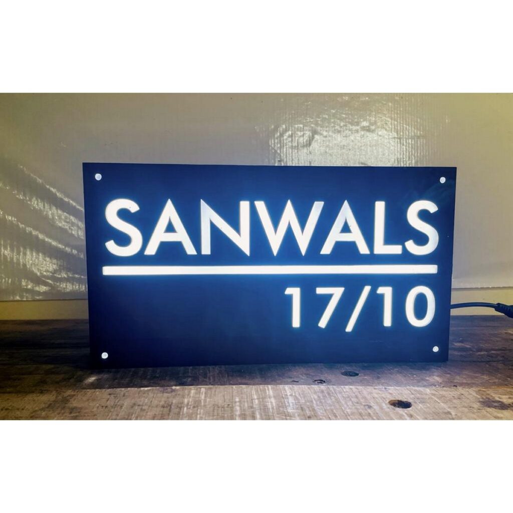 Acrylic Home LED Name Plate – Cool White Leds