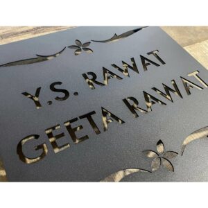 Home Name Plate | Metal Grey Finish Laser Cut