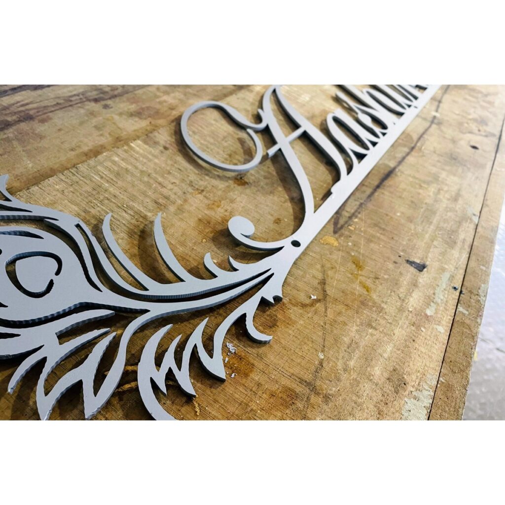 Mor Pankh Metal CNC Laser Cut Name Plate | Nameplate Shop